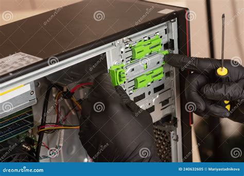 Wizard Repairs Personal Computer With Tools And Hands Disassembly Of Wizard Repairs Personal Computer With Tools And Hands Disassembly Of