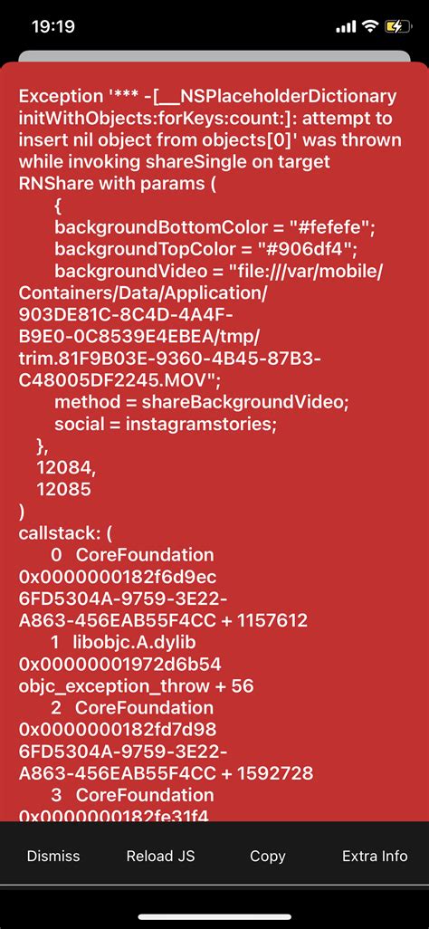 Error While Sharing A Video To Instagram Stories · Issue 949 · React
