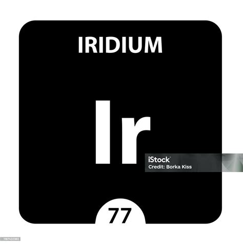 이리듐 기호입니다 원자 번호와 원자 중량으로 이리듐에 서명합니다 광택 흰색 배경에 주기성 테이블의 Ir 화학 원소 실험실에서