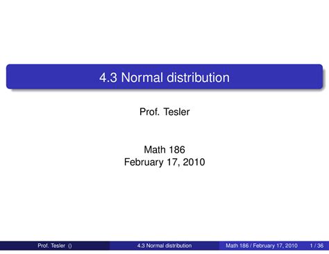 Lecture Slides On Normal Distributions Math 186 Docsity