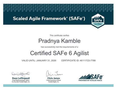 Pradnya Kamble On Linkedin Happy To Announce That I Have Passed My Safe Agile 60 Examination