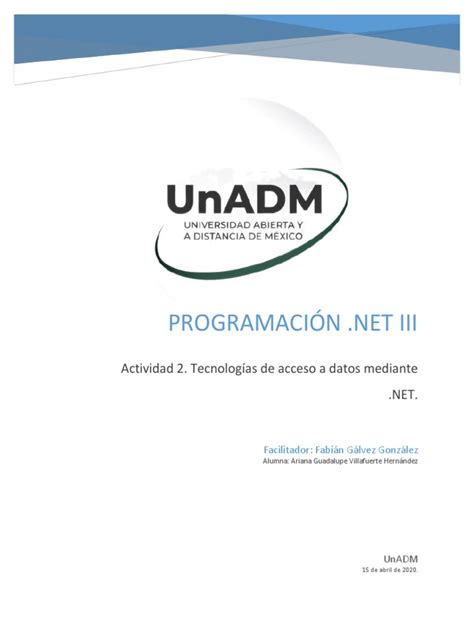 Dprn3 U1 A2 Arvh Pdf Active X Data Objects Net Framework
