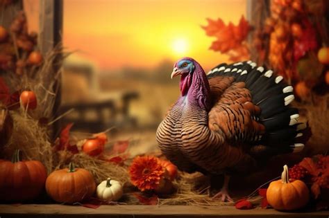 Premium Ai Image Turkey In The Village Festive Thanksgiving Background