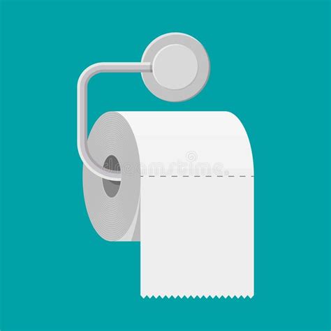 White Roll Of Toilet Paper On Holder Stock Vector Illustration Of