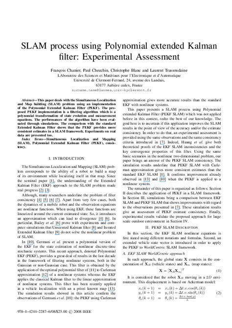 Pdf Slam Process Using Polynomial Extended Kalman Filter