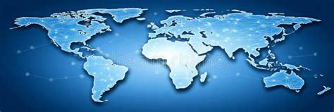 Illuminated Global Network Map Interconnected World Connections