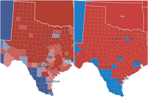 Map Comparison Texas 2012 Election Results Versus 2016 Election