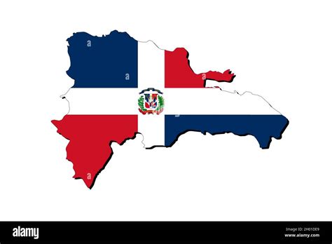 Outline Map Of Dominican Republic With The National Flag Superimposed