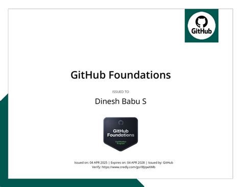 Github Certification Git Opensource Developerjourney Dinesh Babu S