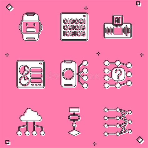 Set Chat Bot Binary Code Artificial Intelligence Ai Computer Api Interface Neural Network