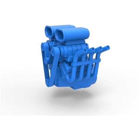 Artstation 3d Printable Diecast Engine V8 With Double Supercharger