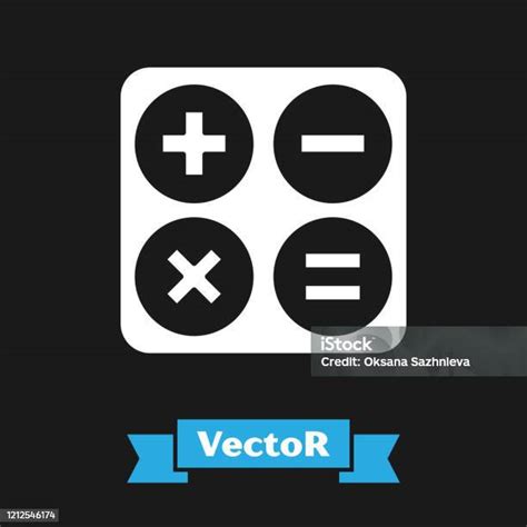 검은 색 배경에 격리 흰색 계산기 아이콘 회계 기호입니다 비즈니스 계산 수학 교육 및 금융 벡터 일러스트레이션 0명에 대한 스톡 벡터 아트 및 기타 이미지 Istock