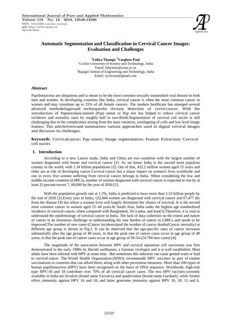 Pdf Automatic Segmentation And Classification In Cervical Cancer By Age Group In India