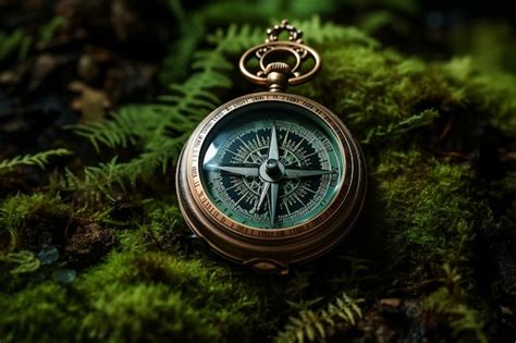 Premium Ai Image Compass In The Forest Ai