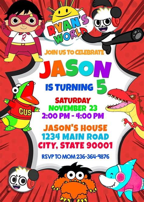 Pinterest Ryans World Birthday Birthday Template Invitation Template