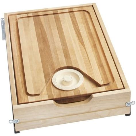 Rev A Shelf 4WCCB 18HSC 1 15 15 3 4 Inch Width Wood Base Cabinet Cutting Board Drawer