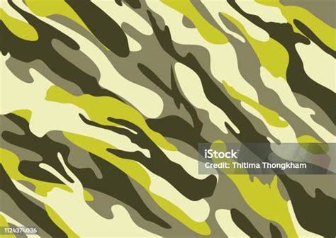 위장 패턴 배경입니다 단풍과 분 지의 모양입니다 노란 군 육군 카 모 배경입니다 우드 랜드 스타일입니다 벡터 일러스트 레이 션