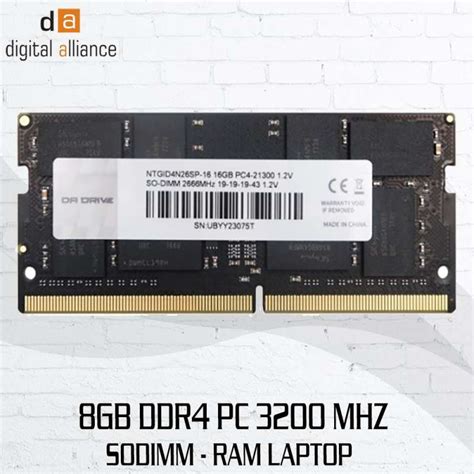 Promo Digital Alliance Da Drive 8gb Ddr4 Pc 3200 Mhz Sodimm Diskon 35