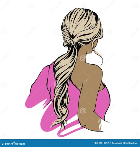 Fashion Woman S Ponytail Back View Sketch Stock Illustration Illustration Of Glamour