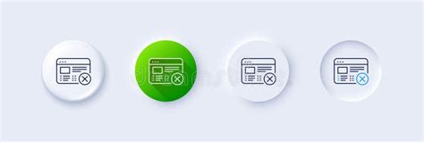 Reject Web Page Line Icon No Internet Sign Line Icons Vector Stock
