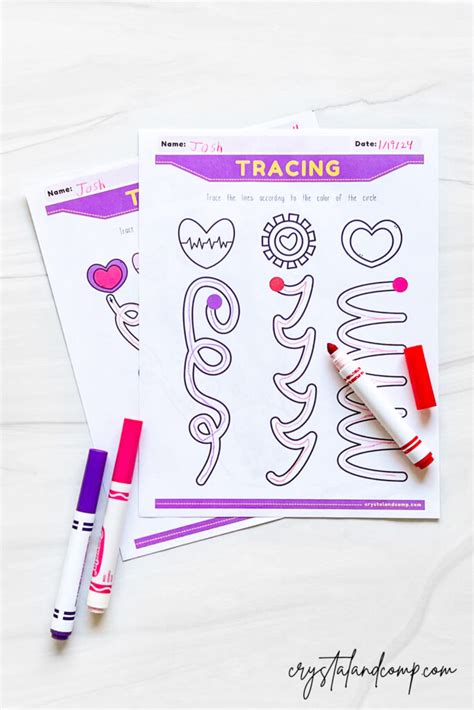 Valentine Robot Line Tracing Printables