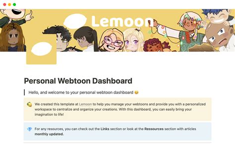 Personal Webtoon Dashboard Notion Template