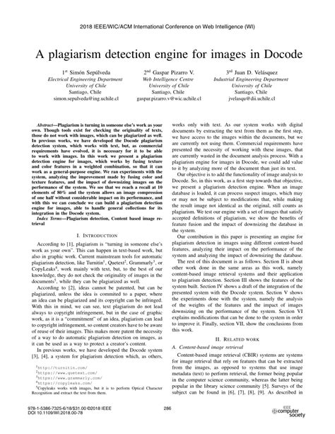 pdf a plagiarism detection engine for images in docode
