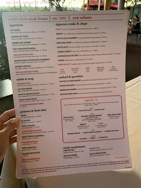 Online Menu Of Ruths Chris Steak House Restaurant Honolulu Hawaii
