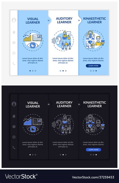 Learning Styles Onboarding Template Royalty Free Vector