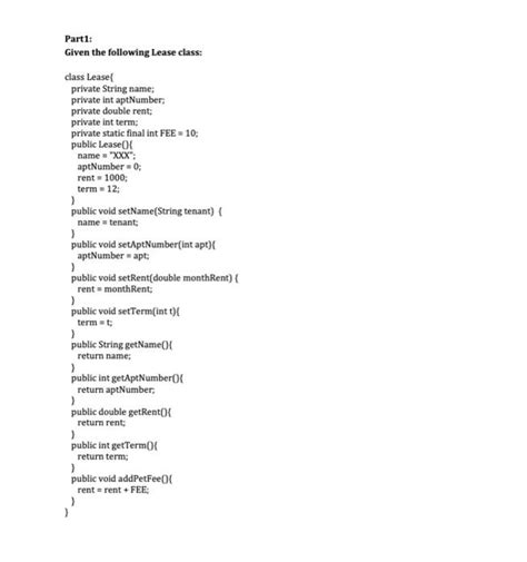 Solved Part1 Given The Following Lease Class Class Lease