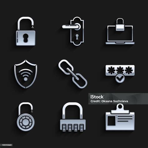 Set Chain Link Safe Combination Lock Identification Badge Password Protection And Safety Access