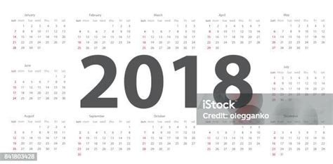 달력 2018입니다 주는 일요일부터 시작합니다 벡터 일러스트 레이 션 0명에 대한 스톡 벡터 아트 및 기타 이미지 0명 12월 3월 Istock