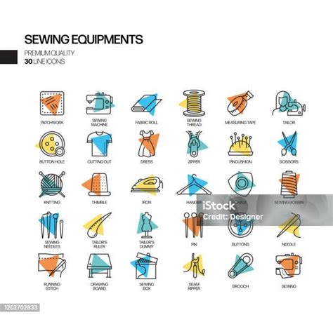 바느질 관련 스포트라이트 벡터 선 아이콘의 간단한 집합입니다 윤곽선 기호 컬렉션 공예에 대한 스톡 벡터 아트 및 기타 이미지 공예 손수 만든 아이콘 Istock