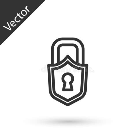 Grey Line Lock Icon Isolated On White Background Padlock Sign Security Safety Protection