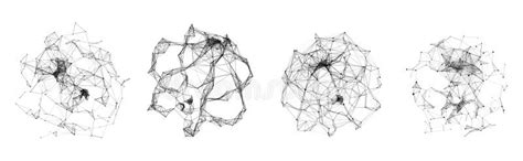 Set Of Abstract Spheres From Points And Lines On A White Background Network Connection