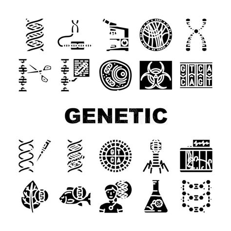 Genetic Engineering Crispr Gene Icons Set Vector Stock Illustration