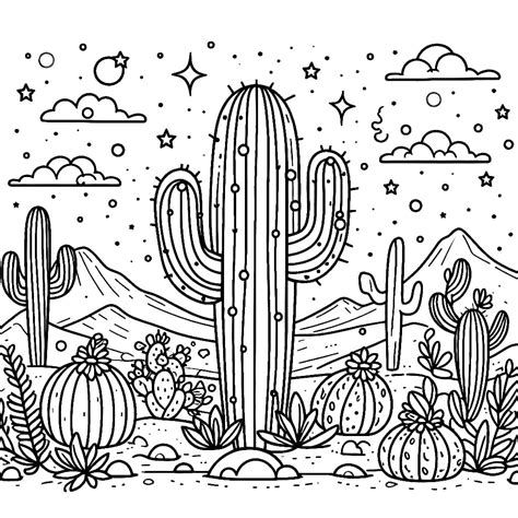 Grande Cactus Nel Deserto Da Colorare Scarica Stampa O Colora Subito