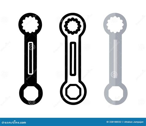 Ratchet And Spanner Vector Icon Illustration With Outline For Design