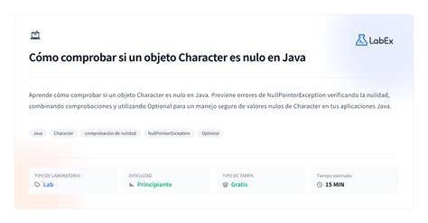 Cómo Comprobar Si Un Objeto Character Es Nulo En Java Labex