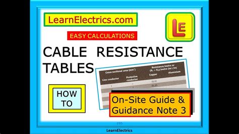 Cable Resistance Tables Osg On Site Guide Guidance Note 3 How To Use Them Easy