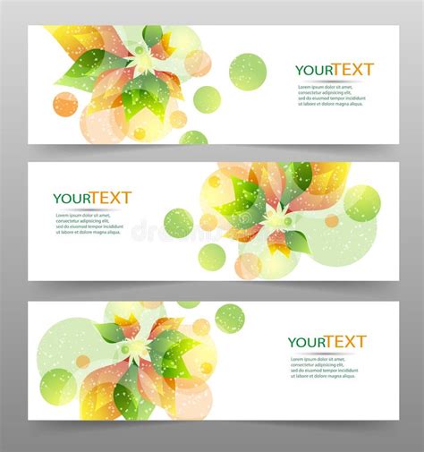 Set Of Three Banners Abstract Headers With Colorful Floral Elements And Place For Your Text