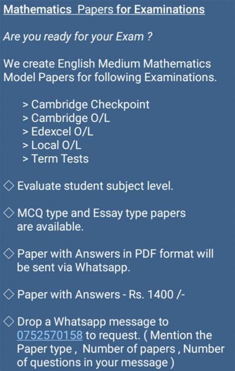 Mathematics Papers Mathematics O L Grade 6 11 Kurunegala