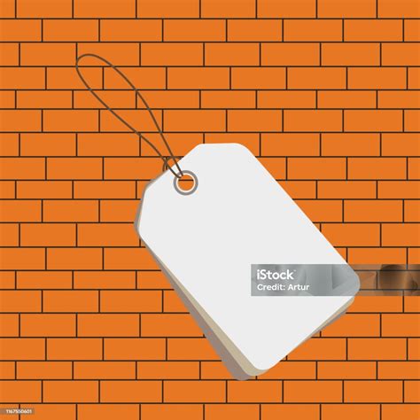 Rectangle Shaped Label Attached By Black String On Colorful Background Small Empty Badge