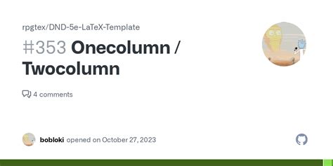 Onecolumn Twocolumn · Issue 353 · Rpgtexdnd 5e Latex Template · Github