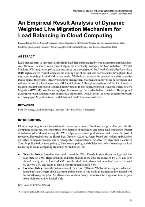 Pdf An Empirical Result Analysis Of Dynamic Weighted Live Migration