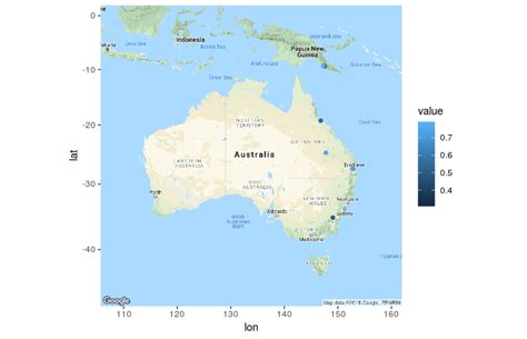 R Plotting Points On A Map With Colors Depending On Their Value Using Coordinates Stack