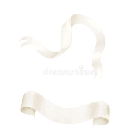 A Ribbon In Beige Shades An Empty Manuscript For The Text Watercolor Illustration Stock