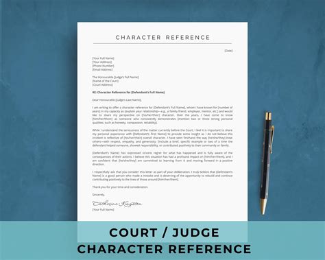Court Character Reference Letter Template Legal Recommendation Letter