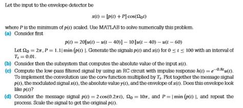 Solved 2 19 Am Envelope Detector Matl Ab Consider An