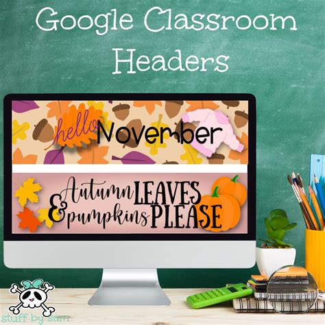 Google Classroom Headers Digital And Remote Learning Theme November Etsy